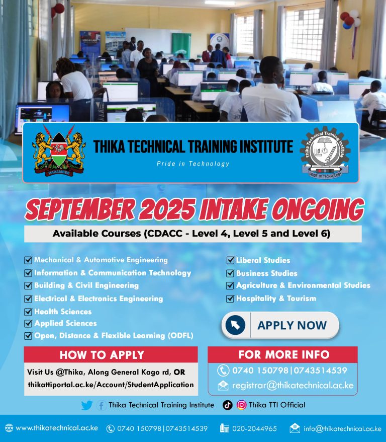 September 2025 Intake Courses – Thika Technical Training Institute